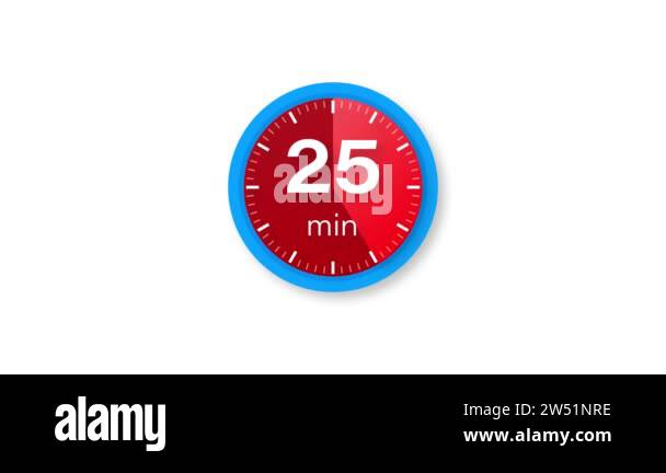 The 25 minutes timer. Stopwatch icon in flat style. Motion graphics ...