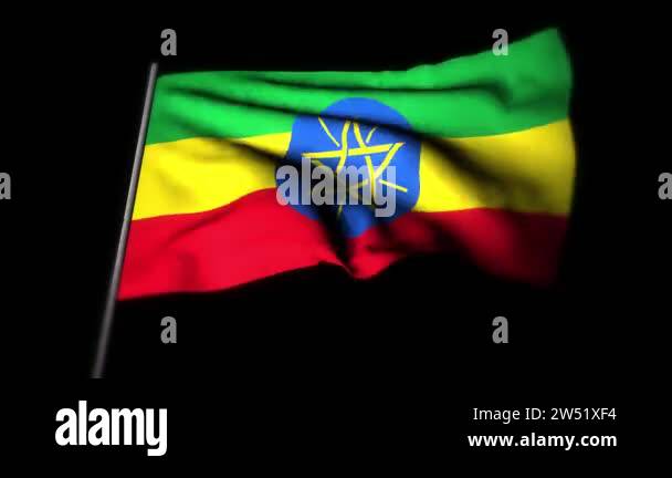 Ethiopia flag , Realistic 3D animation of waving flag. Ethiopia flag ...