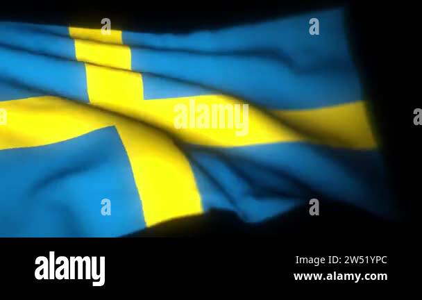 Sweden flag , Realistic 3D animation of waving flag. Sweden flag waving ...