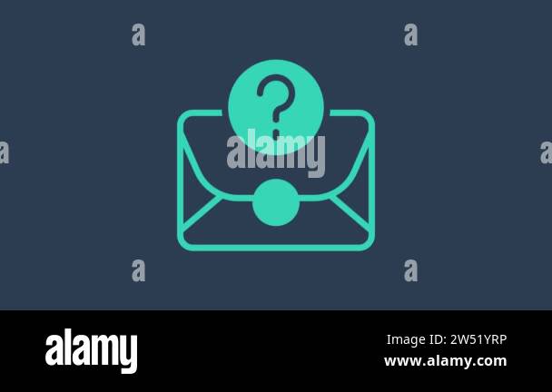 Turquoise Envelope with question mark icon isolated on blue background ...