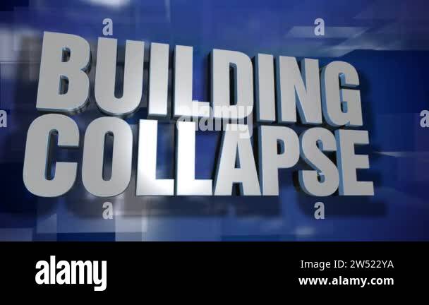 A blue dynamic 3D Building Collapse news transition and title page ...