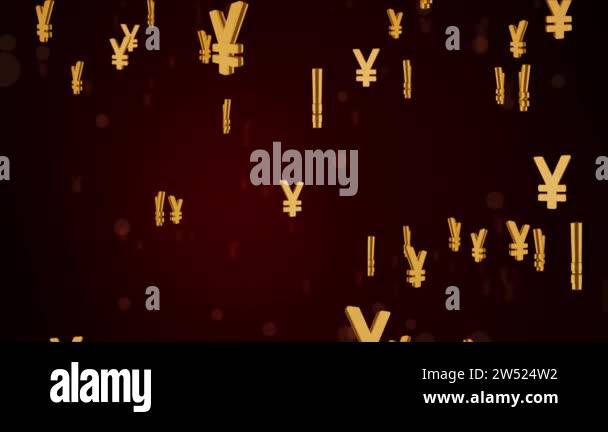 4K Golden coins and symbols of the Japanese Yen currency dollars ...