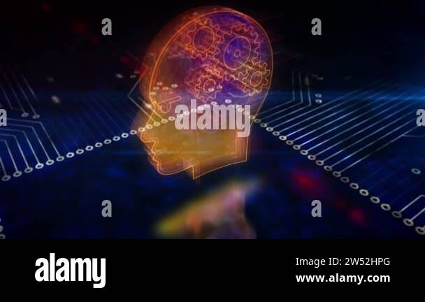 Artificial intelligence. AI with cyber head shape and machine learning ...