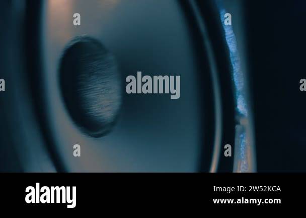 Macro of vibrating speakers membranes of professional sound speaker ...