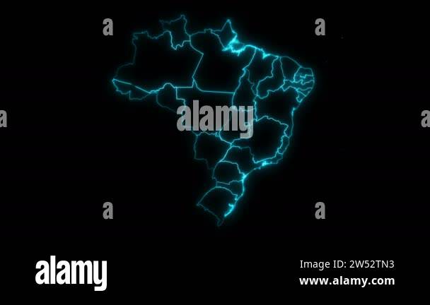 Animated Outline Map of Brazil with States Stock Video Footage - Alamy