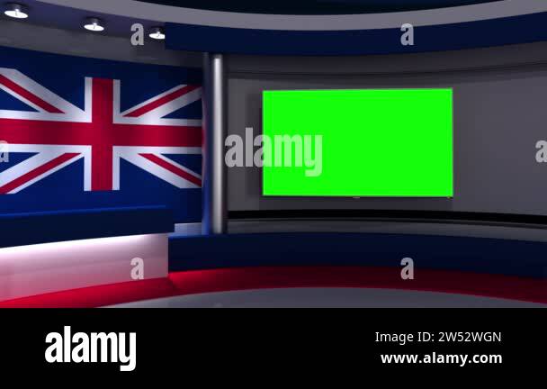 TV studio. United Kingdom. Great Britain. Britich flag studio. UK flag ...