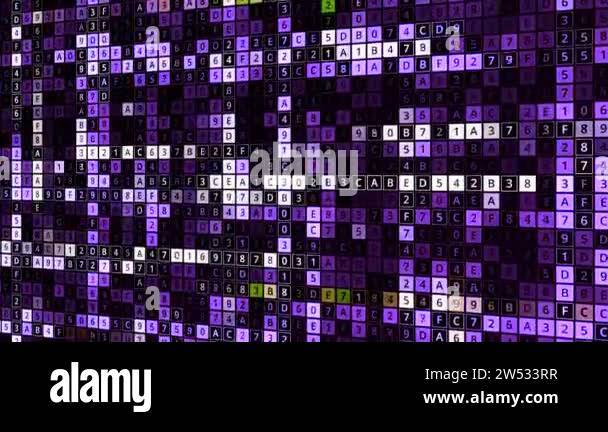 Background with lot of changing numbers. Animation. Multi-colored cells ...