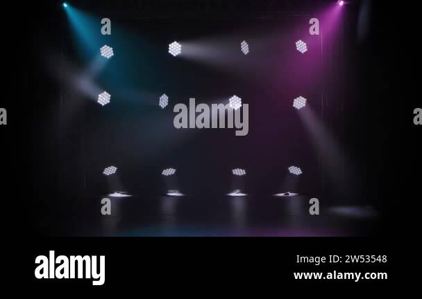Concert lights. Lighting effects on a theater stage at night. Stage ...