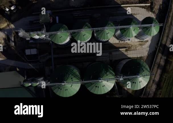 Granary Silos. Grain Warehouse Elevator. Top View Stock Video Footage ...