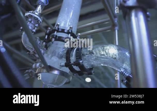 Water flows in a transparent pipe. Transparent pipe to show water flows ...