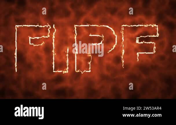 Letter FIRE. Fire flame on black isolated background, realistic fire ...