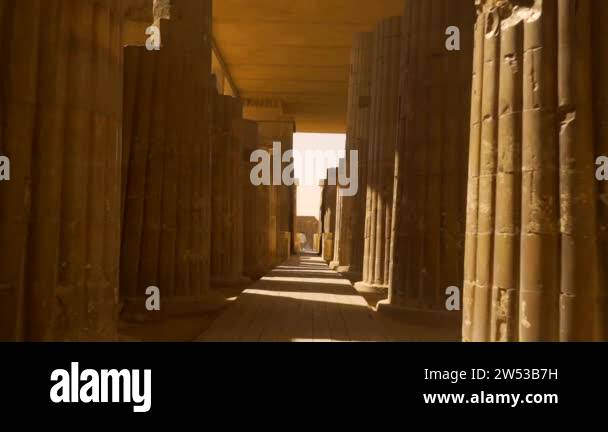 Panning by walking in the entrance columns to the stepped pyramid of ...