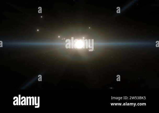 Interstellar space travel universe. 4K 3D animation in outer space ...