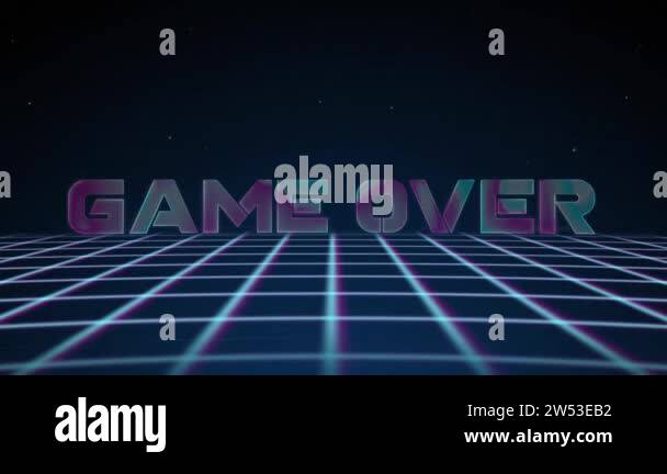 Synthwave wireframe net 80s with text GAME OVER. Retro futurism ...