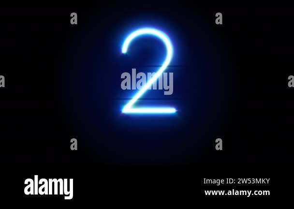 Neon number 2 appear in center and disappear after some time. Loop ...