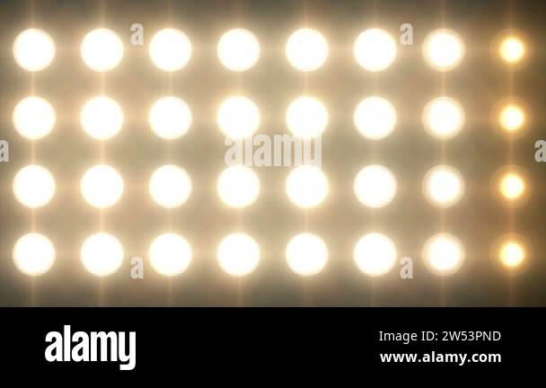 Wall of realistic halogen stage lights 4 horizontal flashing patterns ...