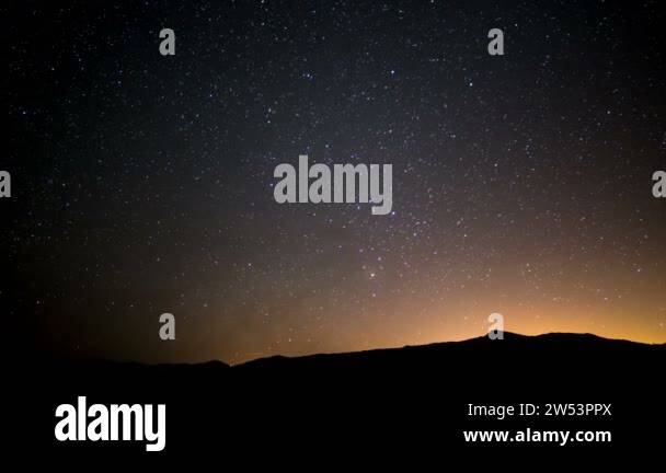 Milky Way Galaxy Rise 50mm Spring Night Sky Time Lapse Stars and Meteors Sunrise Stock Video ...