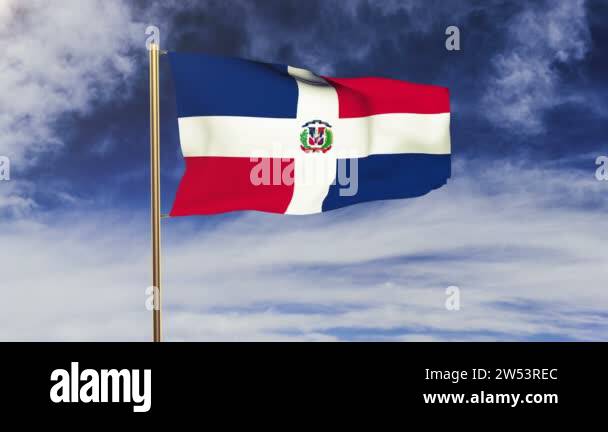 Dominican Republic flag waving in the wind. Green screen, alpha matte ...