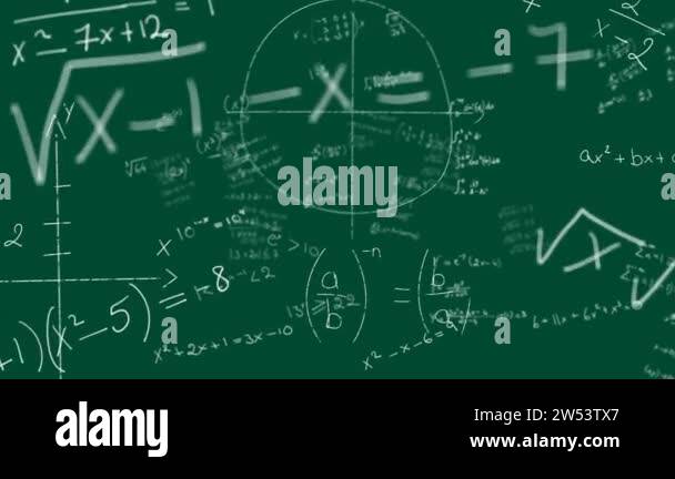 Animation of multiple handwritten mathematical equations moving over ...