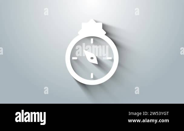White Qibla icon isolated on grey background. Qibla Islamic Arab term ...