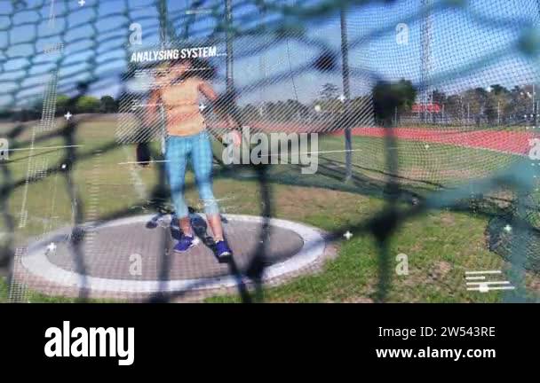 Animation of digital interface with icons and data processing over ...