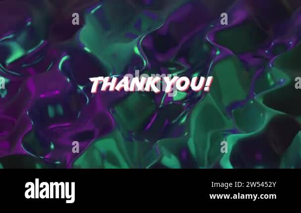Animation of thank you text over colourful liquid background. video ...
