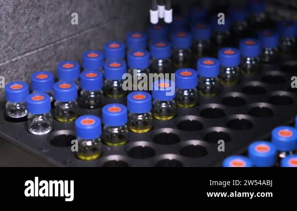 Auto sampler of HPLC in process. Testing of medical samples Stock Video ...