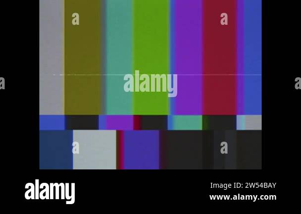 Old CRT TV color rendering test. SMPTE color bars with VHS effect ...