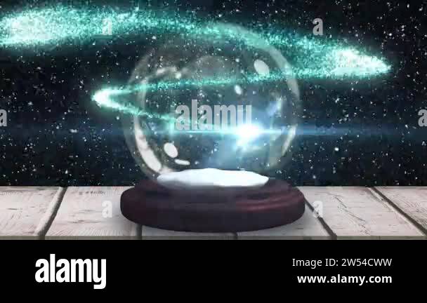 Digital animation of snow falling over and shooting star spinning ...