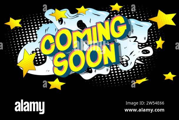 4k animated Coming Soon text on comic book background with changing ...
