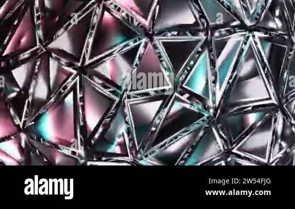 Crystal mosaic 3D animation, glass shapes shiny and reflective rotation ...