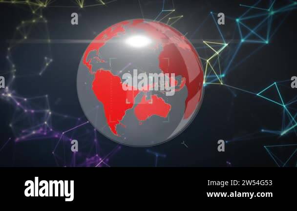 Animation of a white QR code scanning with multiple blue and yellow shapes made out of ...