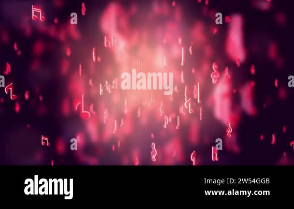 4K featuring music note particles overlayed on sheet music motion ...