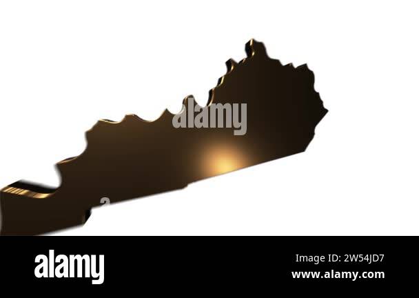 Kentucky State of the United States of America. Animated 3d gold ...