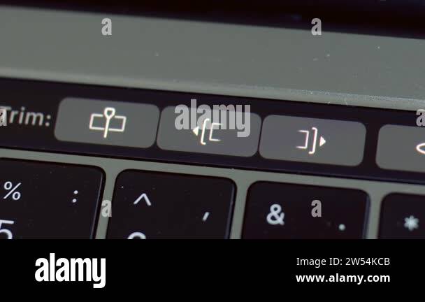 Close up of touch pad of a keyboard with only some of the keys in focus ...
