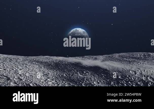 Planet Earth View From Moon Surface In SpaceRealistic outer space view ...