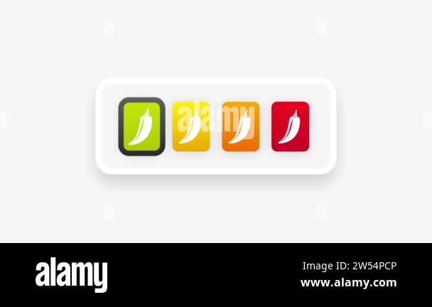 Hot pepper strength scale indicator with mild, medium, hot and hell ...