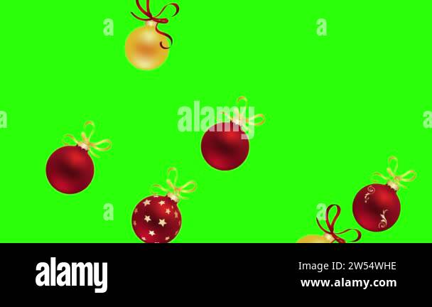 Decorative Christmas elements animation group on green screen chroma ...