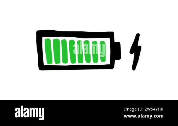 Hand drawn battery charge indicator animation. Graphic visualization of ...