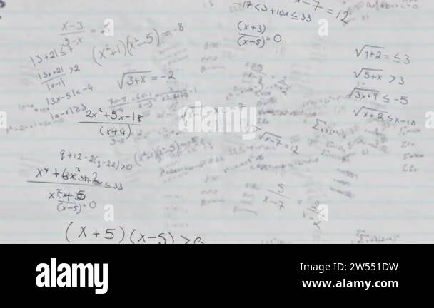 Animation of multiple handwritten mathematical equations moving over ...