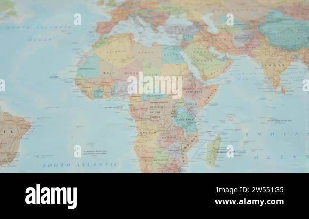 Circrling View of the African Continent on a Colorful World Map Stock ...
