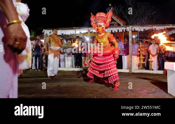 Theyyam perform during temple festival in Payyanur, Kerala, India Stock ...
