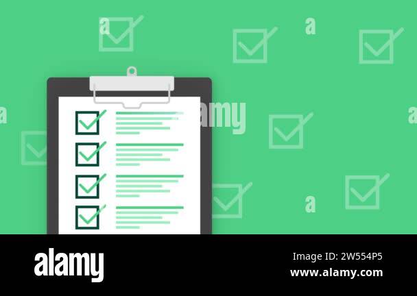 Check List tablet on white background. Ok sign. Motion graphics Stock ...