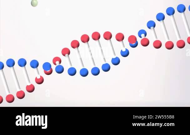 Animation of rotating 3d dna strand, with falling colourful pills, on ...