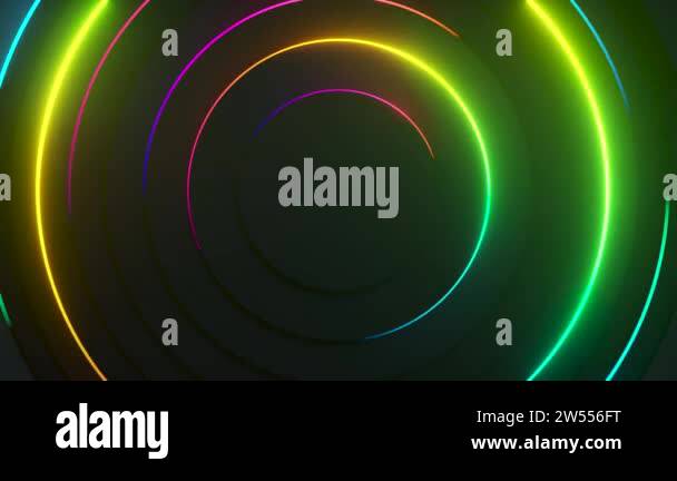 Radial abstract neon background. Laser neon lines move in a circle ...