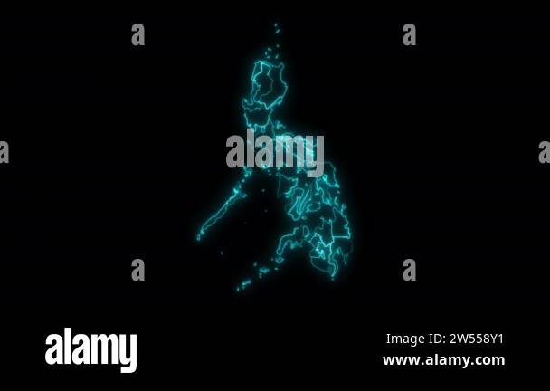 Animated Outline Map of Philippines with Regions Stock Video Footage ...