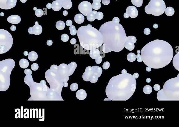 Liquid bubbles levitation 3d render. Smooth morphing spheres movement. Vivid animation of ...