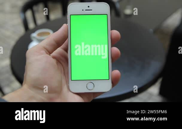Smart Phone Held by Hand. Green screen Chroma Key Tracking Motion ...