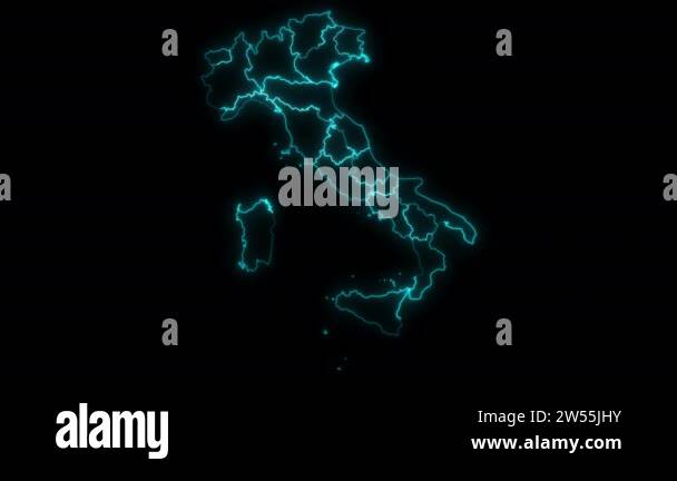Animated Outline Map of Italy with Regions Stock Video Footage - Alamy