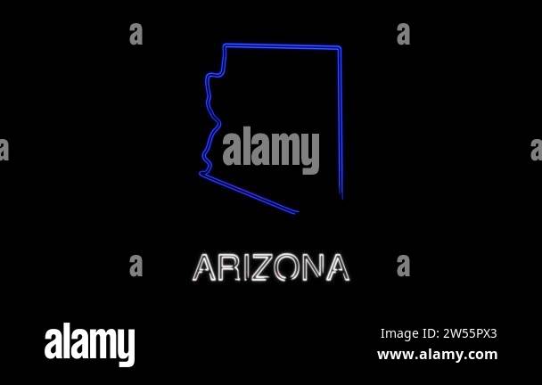 Neon animated map showing the state of Alaska from the united state of ...